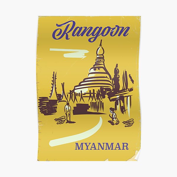 "Rangoon Myanmar vintage travel poster" Poster by vectorwebstore ...