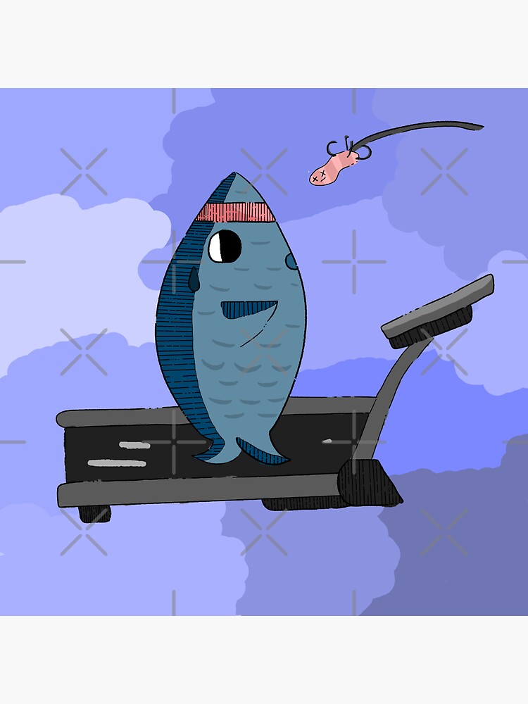 " Fish working out for the worm" Sticker for Sale by chubbyberry ...