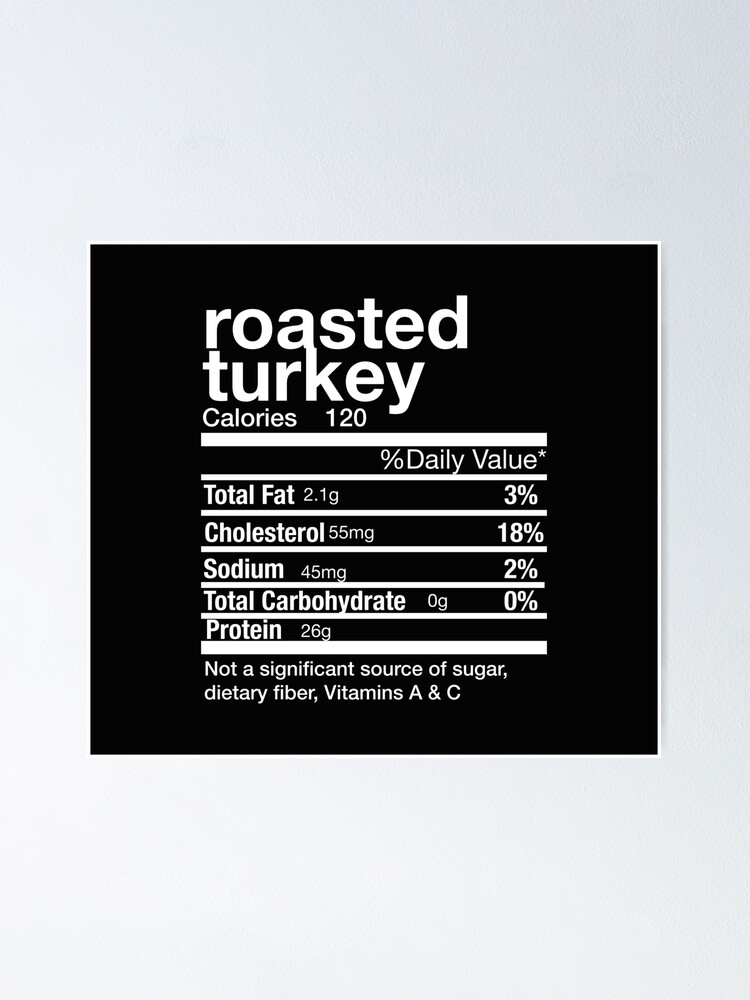"Roasted Turkey Nutrition Facts Label Matching Family Thanksgiving ...