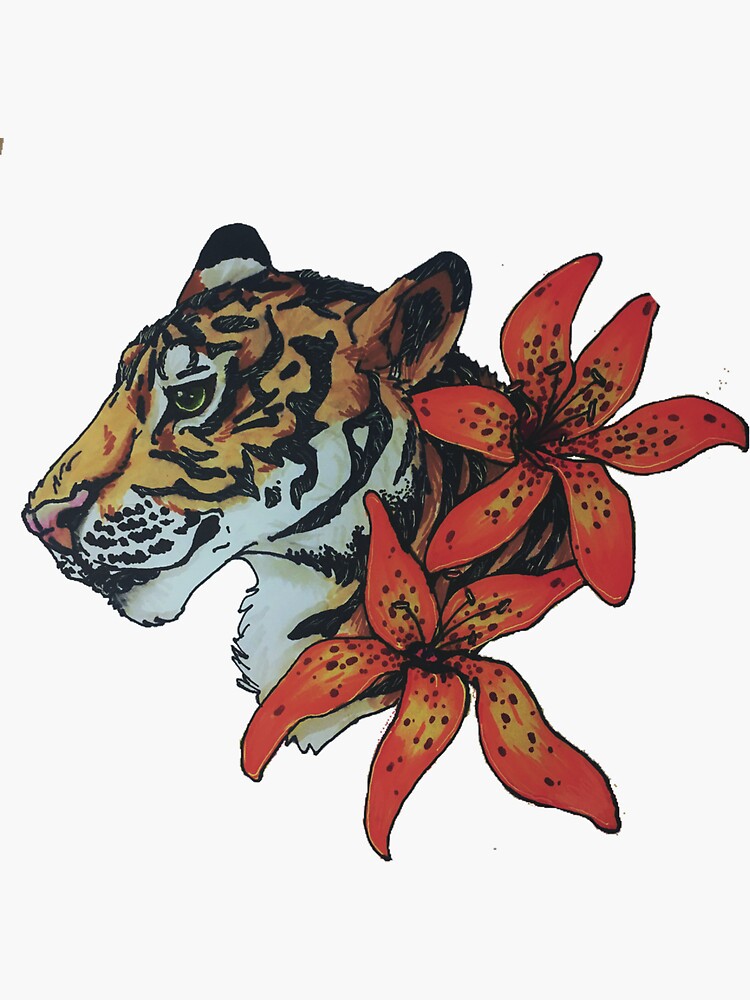 "Tiger lilies" Sticker for Sale by MarkerSplatter | Redbubble