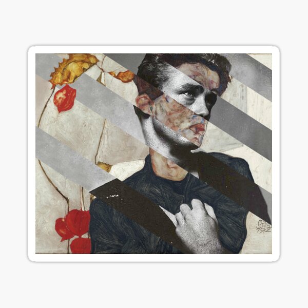 "Self Portrait with Physalis by Egon Schiele and James D." Sticker for ...