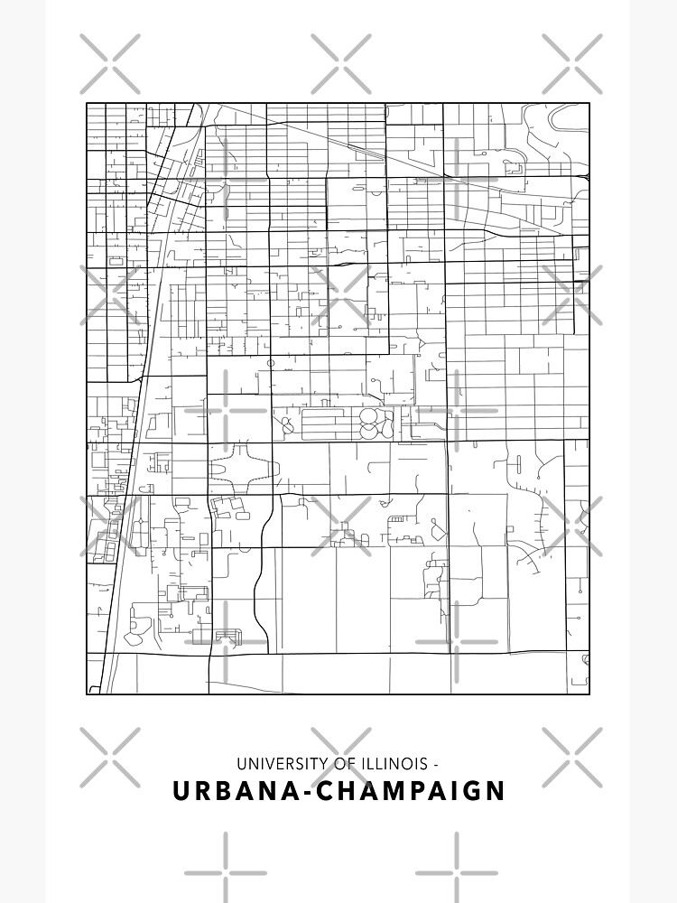 "Urbana-Champaign Campus Map - Champaign, IL - Light Style" Poster by ...