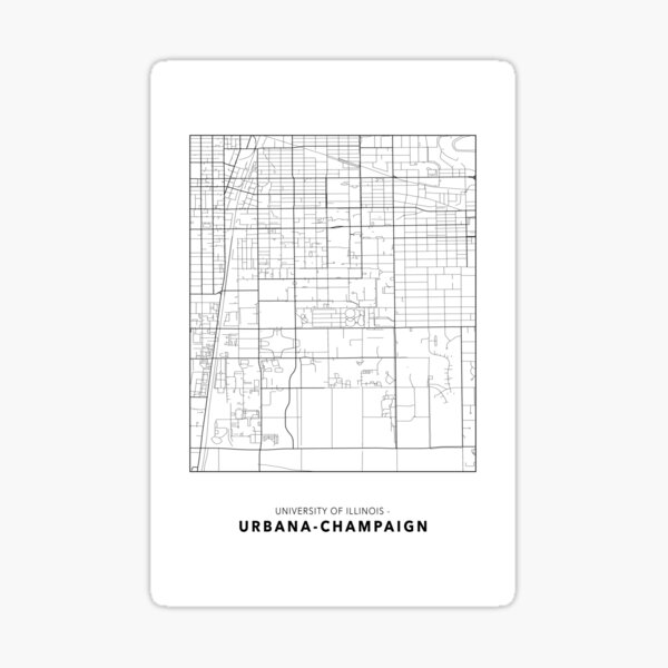 "Urbana-Champaign Campus Map - Champaign, IL - Light Style" Sticker by ...