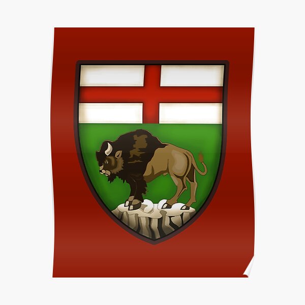 Póster «Bandera de Manitoba Canadá Bison Shield Escudo de armas ...