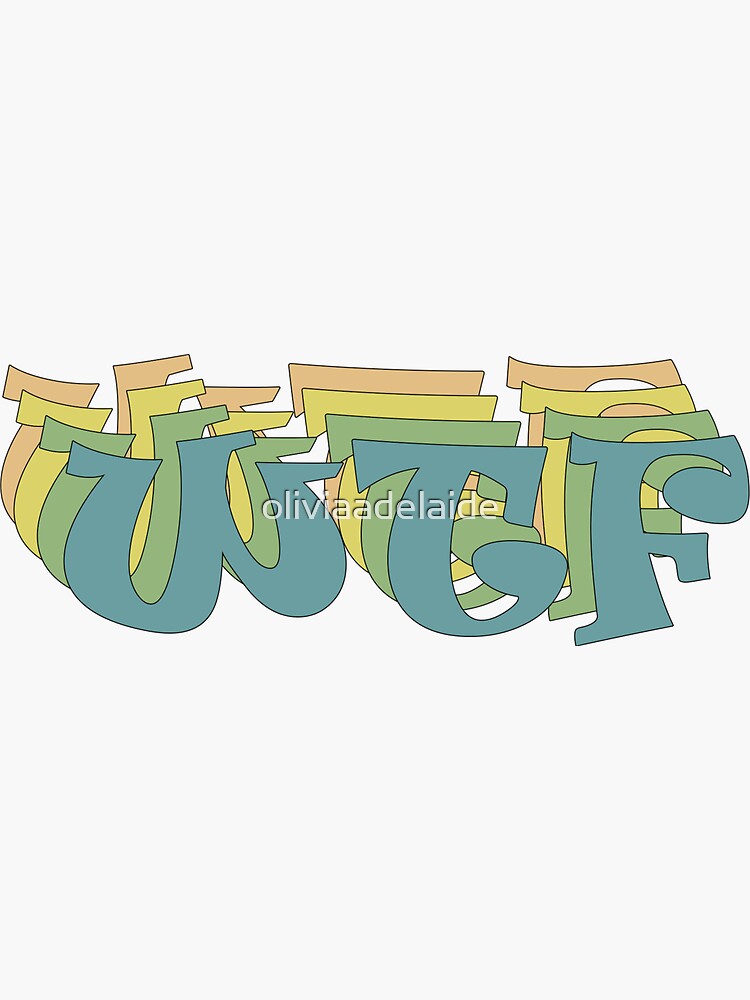 "wtf WTF rainbow groovy font trendy laptop sticker" Sticker for Sale by ...