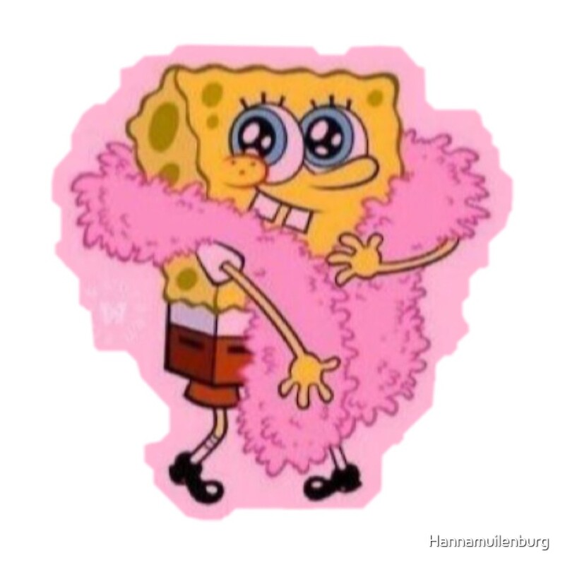 "sponge bob with pink scarf" by Hannamuilenburg | Redbubble