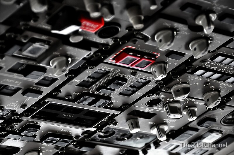 "Cockpit buttons in a Boeing 767" by ThePilotChannel | Redbubble