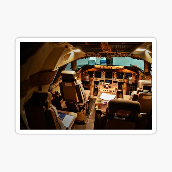 "Boeing 747 Cockpit" Sticker by ThePilotChannel | Redbubble