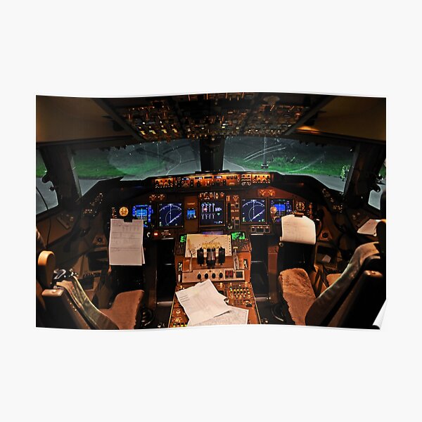 "Boeing 747 Cockpit at Night" Poster for Sale by ThePilotChannel ...