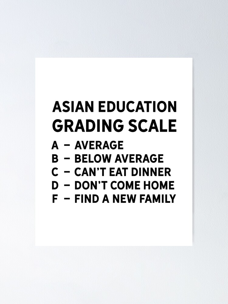 "Asian Grading Scale School Student Teacher Humor Quote" Poster for ...