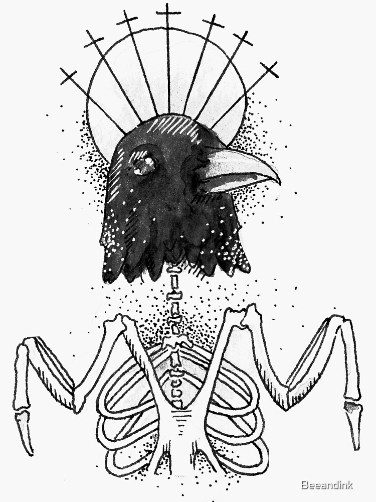 "Skeleton Crow" Sticker by Beeandink | Redbubble