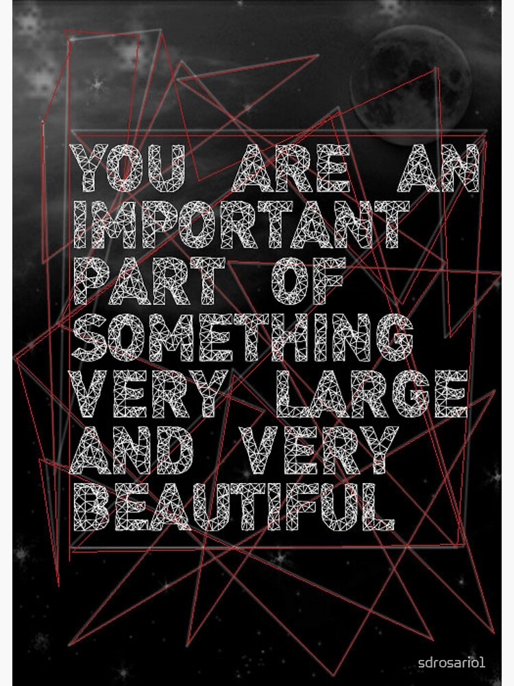 "You are an important part of something very large and very beautiful ...