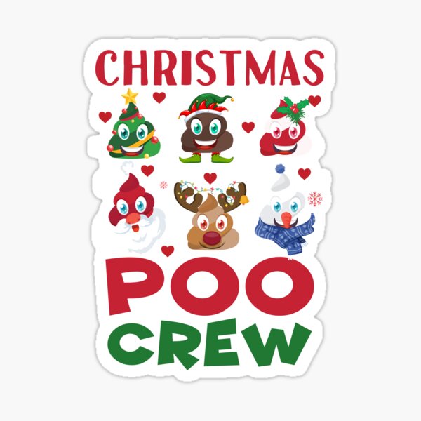 "Christmas Poo Crew Funny Christmas Poop Emoticons" Sticker for Sale by ...