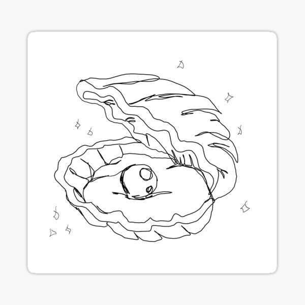 "Aesthetic Clam and Pearl Shell Drawing" Sticker for Sale by ...