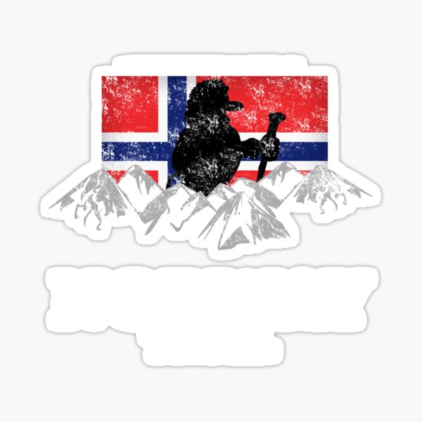"Wikstroem Norway flag mountain range hiking trolling" Sticker by ...