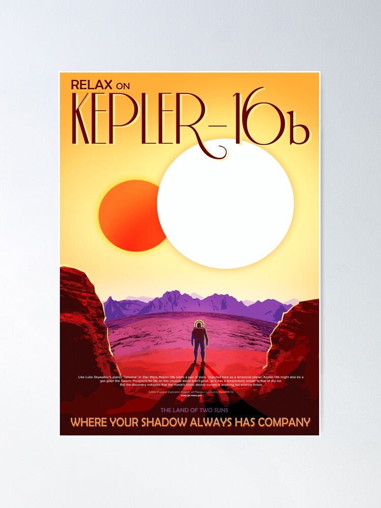 "Kepler-16b - NASA retro vintage space poster (NASA Visions of the ...