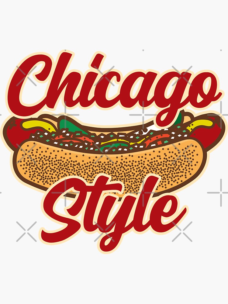 "Chicago Style Hot Dog Fun Food Illustration " Sticker for Sale by ...