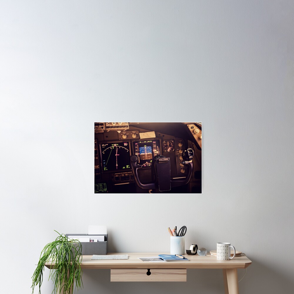 "Boeing 747 Control wheel and instruments in cockpit" Poster by ...