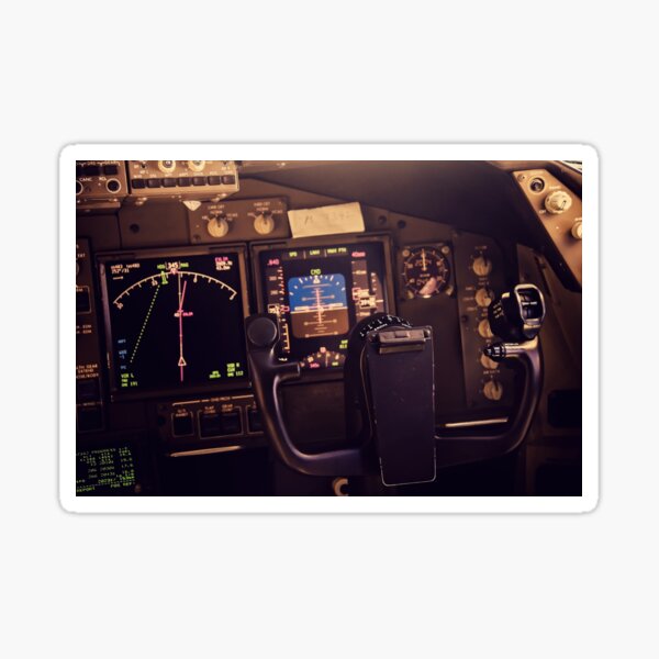 "Boeing 747 Control wheel and instruments in cockpit" Sticker for Sale ...