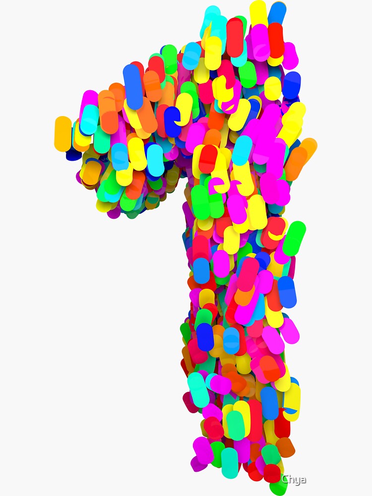 "Number "One" Colorful Particles" Sticker for Sale by Chya | Redbubble