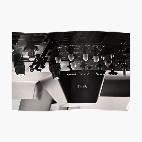 "Boeing 747 overhead panel switches close-up" Poster for Sale by ...