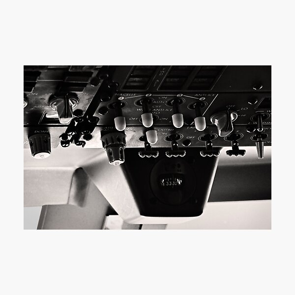 "Boeing 747 overhead panel switches close-up" Photographic Print by ...