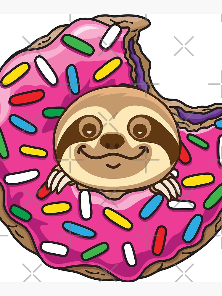"Cute Sloth donut" Mounted Print for Sale by plushism | Redbubble
