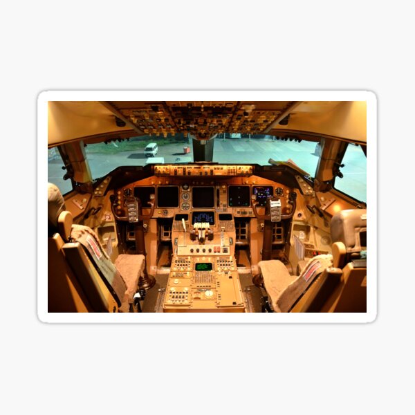 "Boeing 747 Cockpit" Sticker for Sale by ThePilotChannel | Redbubble