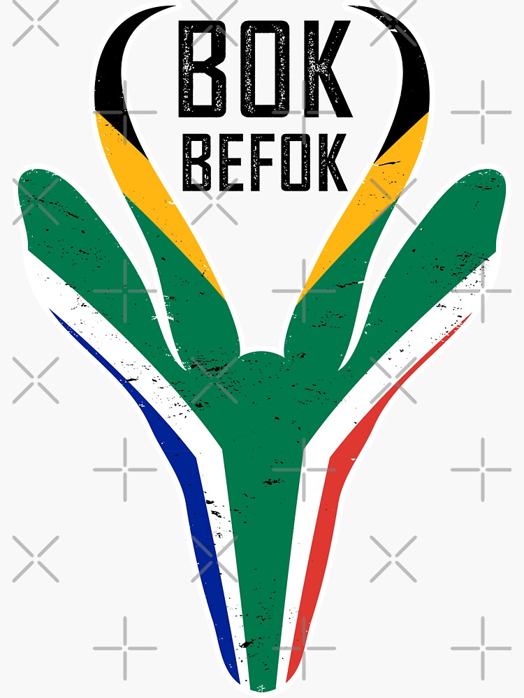 "Bokbefok Springbok Face South Africa Flag" Sticker for Sale by d247 ...
