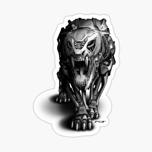 "Mechanical steel tiger" Sticker for Sale by FD-Design | Redbubble