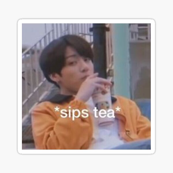 "Jungkook Sips Tea Meme" Sticker for Sale by csamuel03 | Redbubble