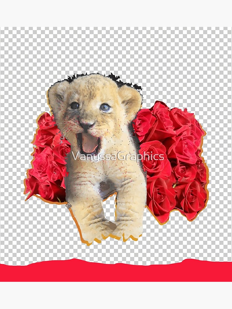 Póster «Bebé león y rosas rojas en la mesa de ajedrez (por ACCI)» de ...