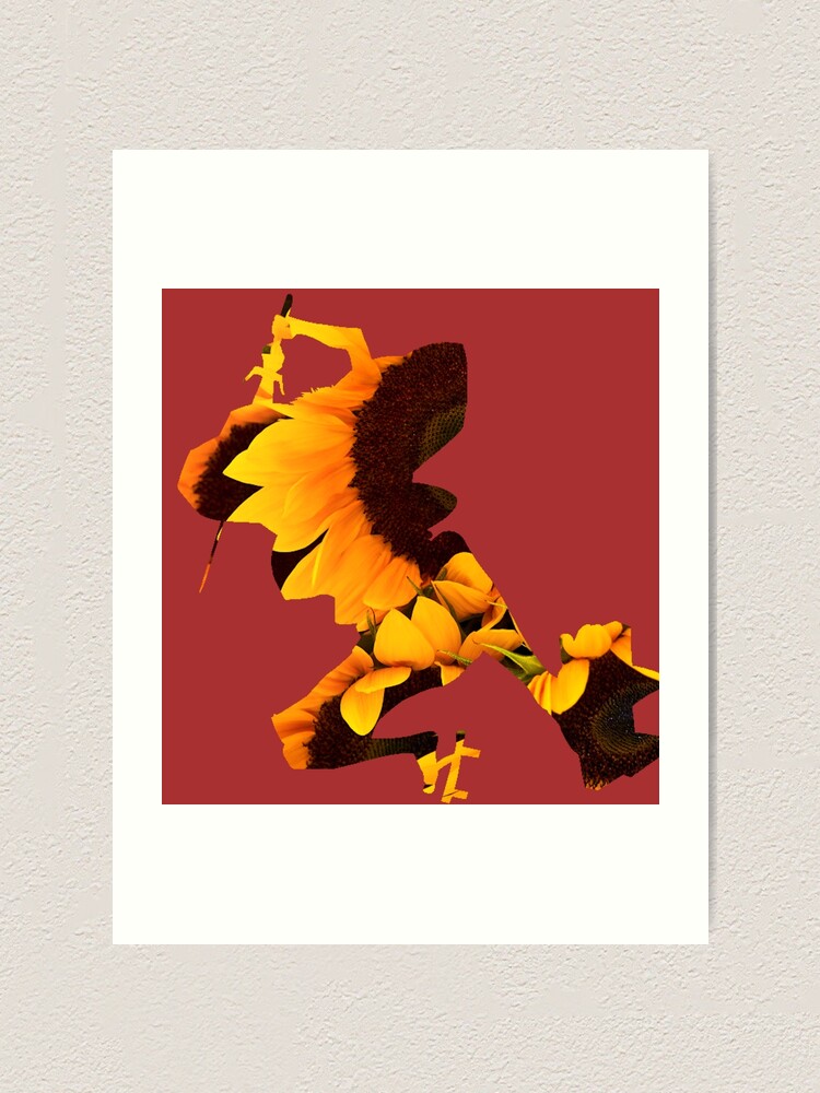 "Champloo Sunflower Samurai Flower Silhouette " Art Print for Sale by ...