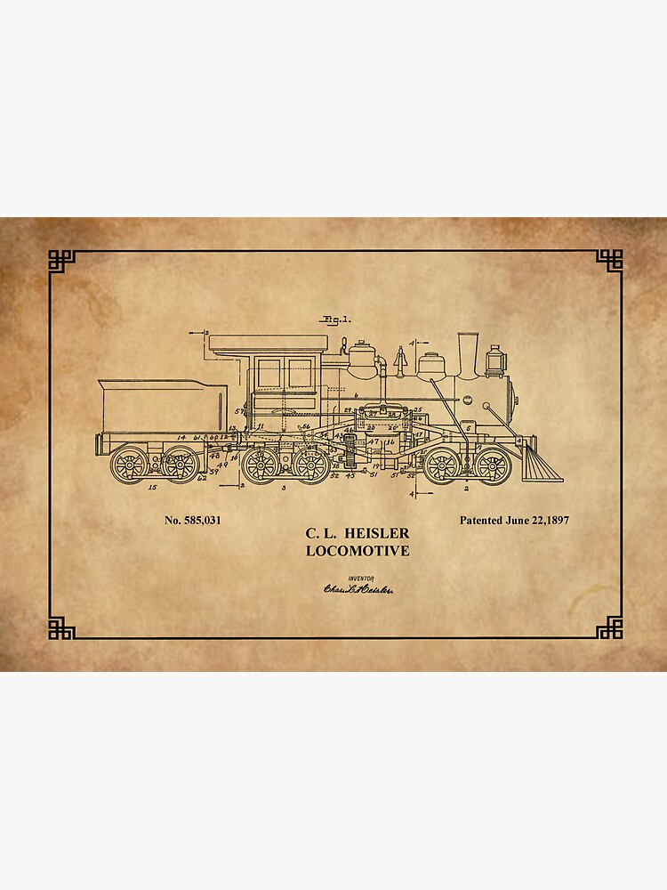 "Heisler Locomotive Patent Print- Railroad Decor,Train Decor,Steam ...