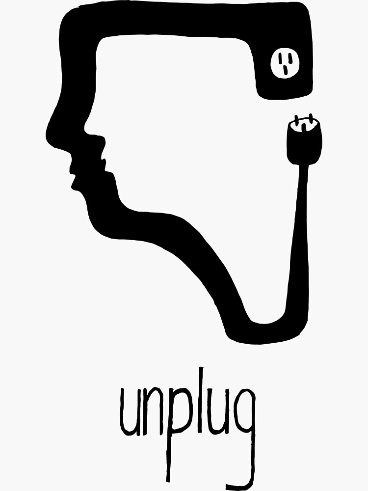 "unplug" Sticker by mflatwhite | Redbubble