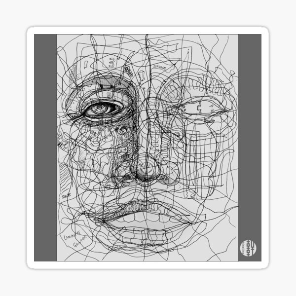 "Face of Lines, Mindless or Madness" Sticker for Sale by hinxlinx ...