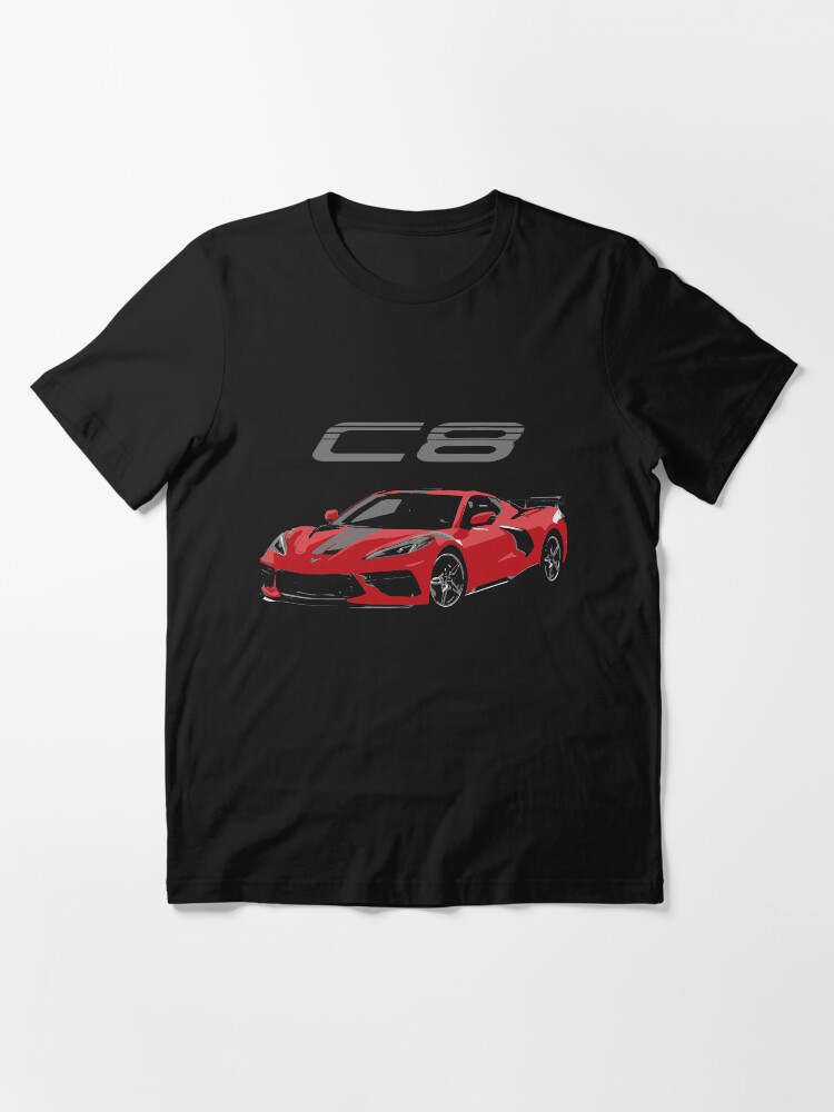 "Red Chevy Corvette C8 Mid Engine" T-shirt for Sale by FromThe8Tees ...