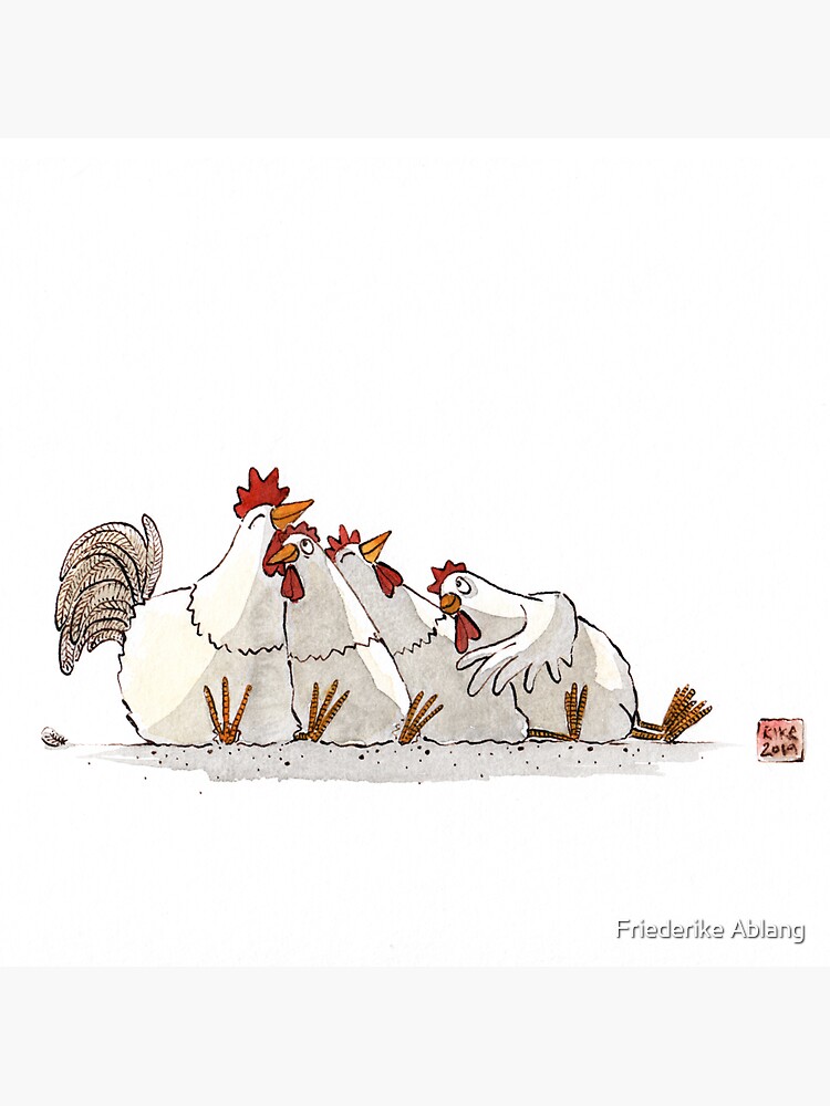 "A big friendly chickencuddle. A cozy chicken cuddle." Sticker by ...