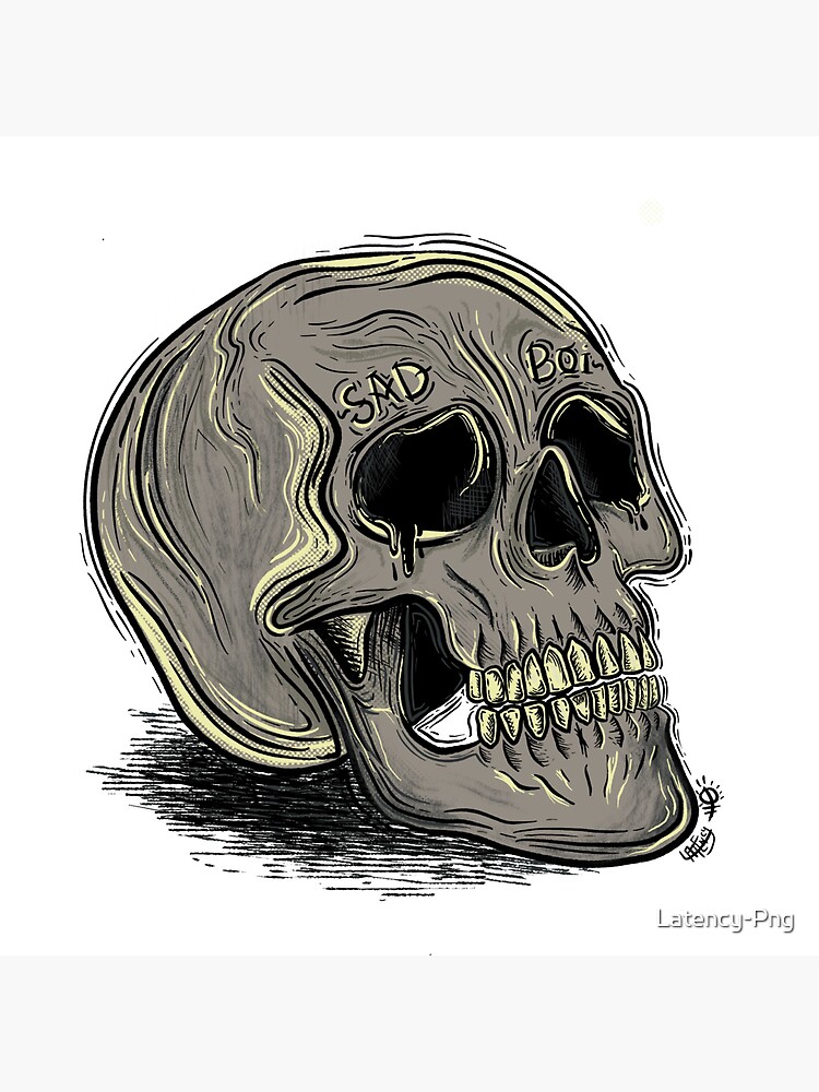 "Sad Boi Skull " Sticker for Sale by Latency-Png | Redbubble