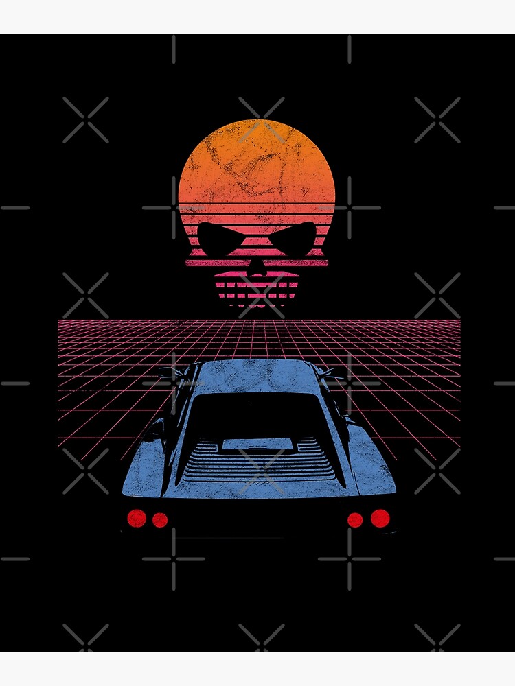 Synthwave Retrowave Aesthetic Vintage Drive Sunset Skull 80s Design