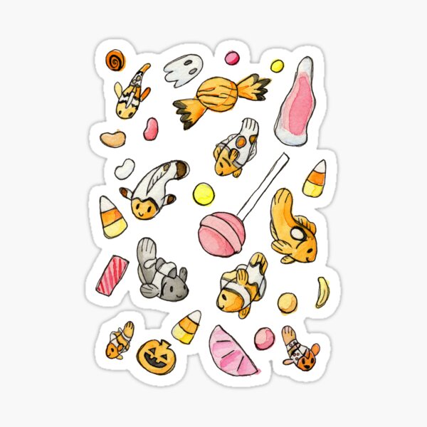 "Spooky Halloween Candy Clownfish in Watercolor" Sticker for Sale by ...
