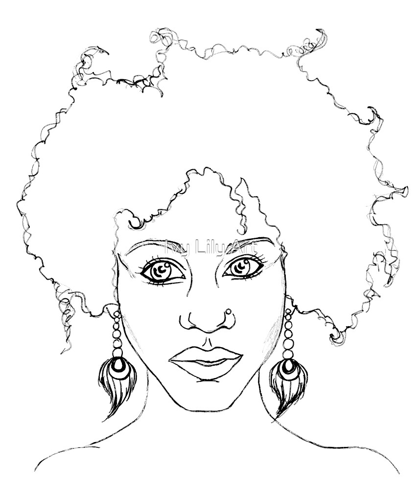 "Natural Hair Afro Girl Outline" by Katri Ketola | Redbubble
