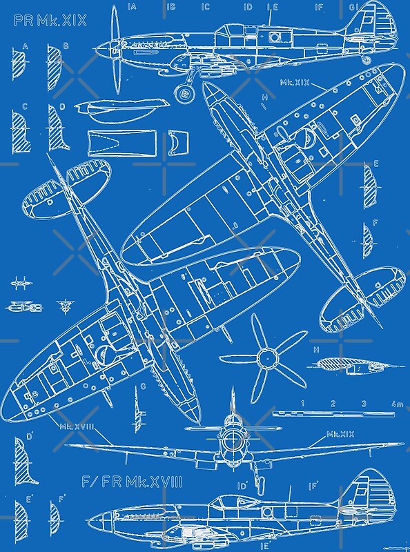 "Spitfire Concept Blueprints" by DarkHorseDesign | Redbubble