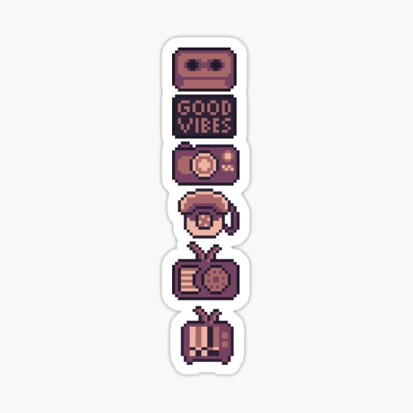 "Retro Pixelart Aesthetic Icons" Sticker by MidnitePixel | Redbubble