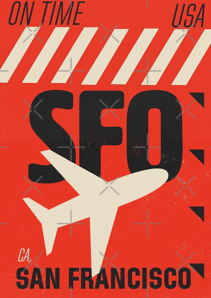 "SFO sticker-poster American design" by airportstickers K. G. | Redbubble