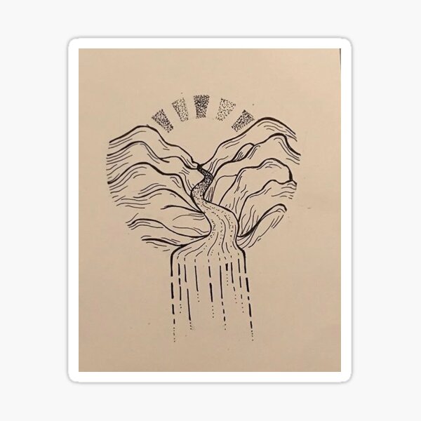"mountain scape " Sticker by arwadoesart | Redbubble