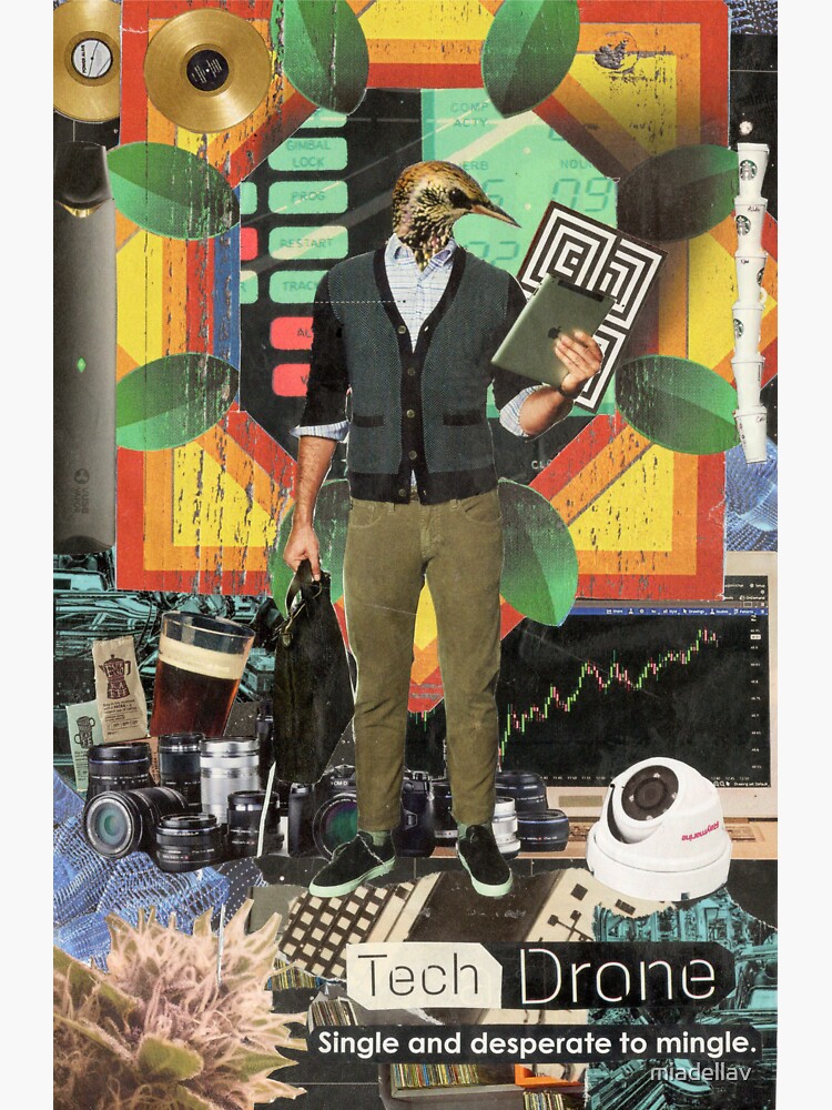 "Tech Bro Collage Art" Sticker by miadellav | Redbubble