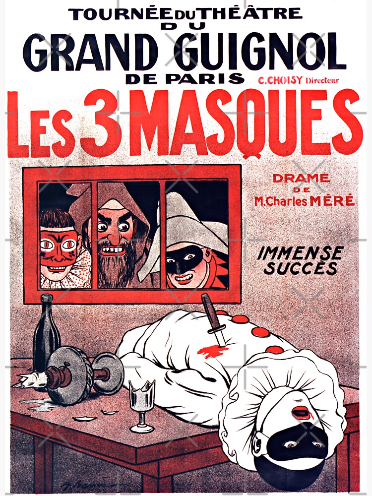 "Grand-Guignol de Paris - Les 3 Masques " Sticker for Sale by Revulsion ...