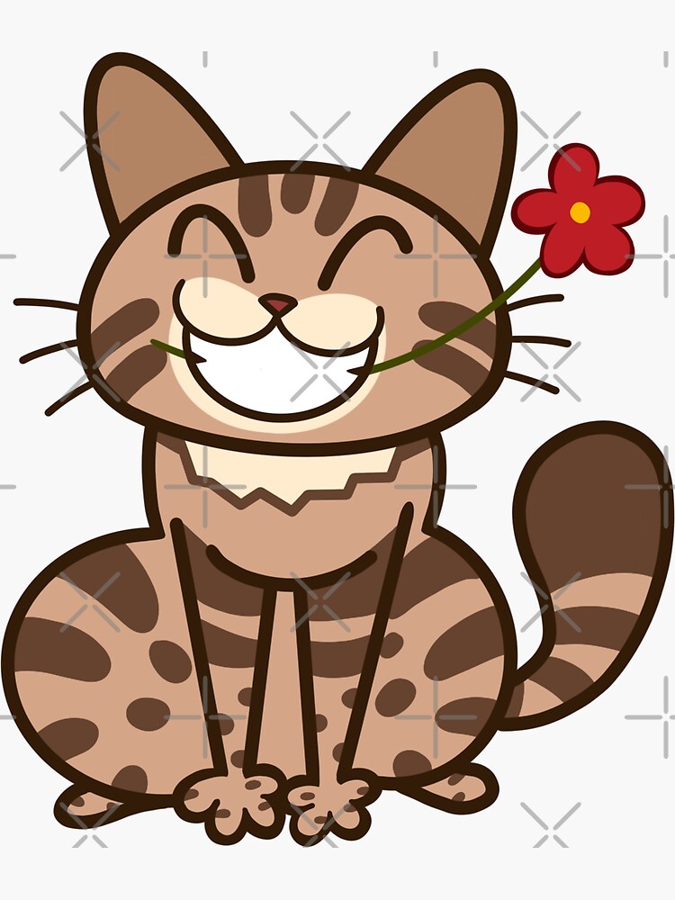 "Happy bengal cat" Sticker by kaorynchan | Redbubble