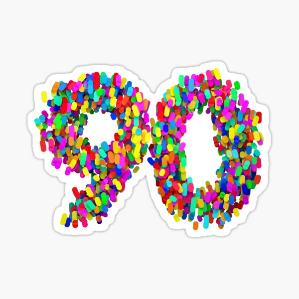 "Number "90" Colorful Particles" Sticker for Sale by Chya | Redbubble